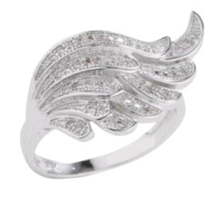 bebold 3ct round cut simulated diamond cz elegant angel wings cocktail ring white gold plated