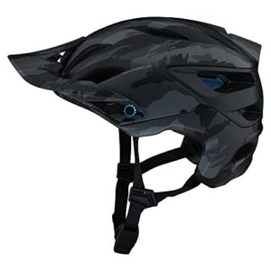 troy lee designs a3 adult bicycle helmet mips epp eps premium lightweight 16 vents 3-way adjustable detachable visor all mountain enduro gravel trail bmx off-road mtb - brushed camo blue, md/lg