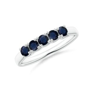 carillon eternity round 0.50 ctw blue sapphire gemstone 925 sterling silver women wedding ring jewelry (sterling silver, 9)