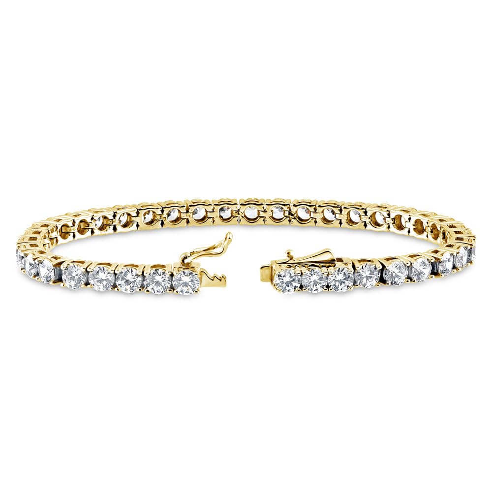 BERRICLE Sterling Silver Cubic Zirconia CZ Fashion Tennis Bracelet for Women, Yellow Gold Flashed 7"