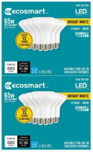 led technology ecosmart 65-watt equivalent br30 dimmable led light bulb bright white (12-pack), 12 count (pack of 1)