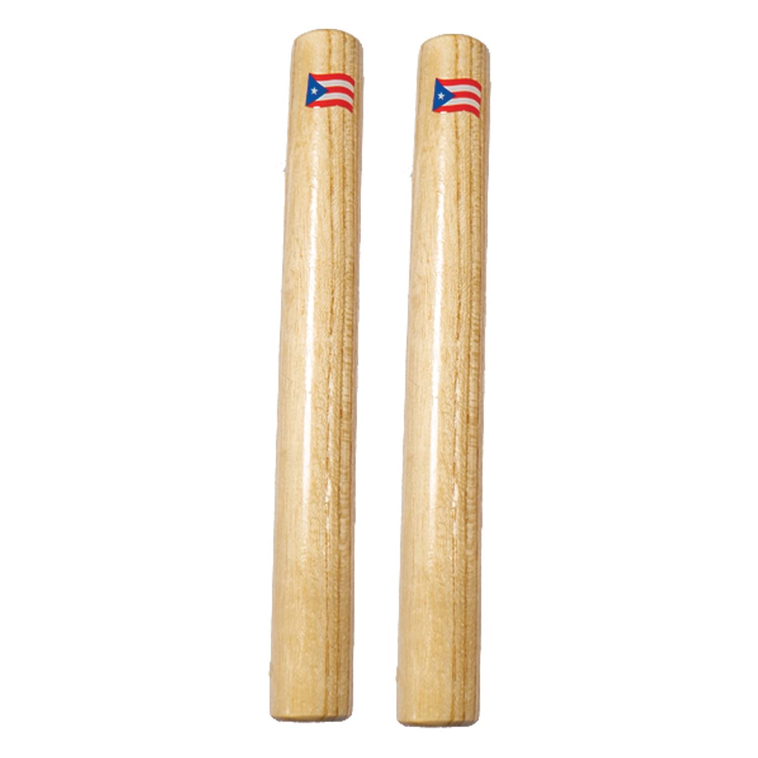 DP Music Hand Percussion Musical Instrument Set - Include: 1 Pair 8 Inch Rhythm Sticks Wood Claves with Puerto Rico Flag and 1 Pair Egg Shakers (DPPR-Clave-GN)