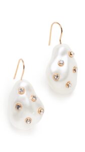 kenneth jay lane women's gold with white pearl earrings, gold, one size