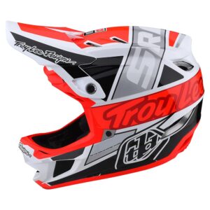 troy lee designs d4 composite full face bicycle helmet for max ventilation lightweight mips epp eps racing downhill dh bmx mtb - adult men women (team sram white / glo red, medium)