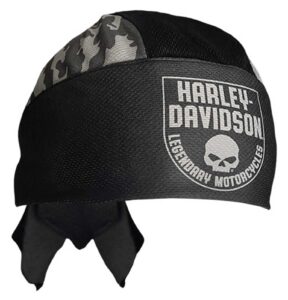 harley-davidson men's camo willie g skull polyester one size headwrap - black