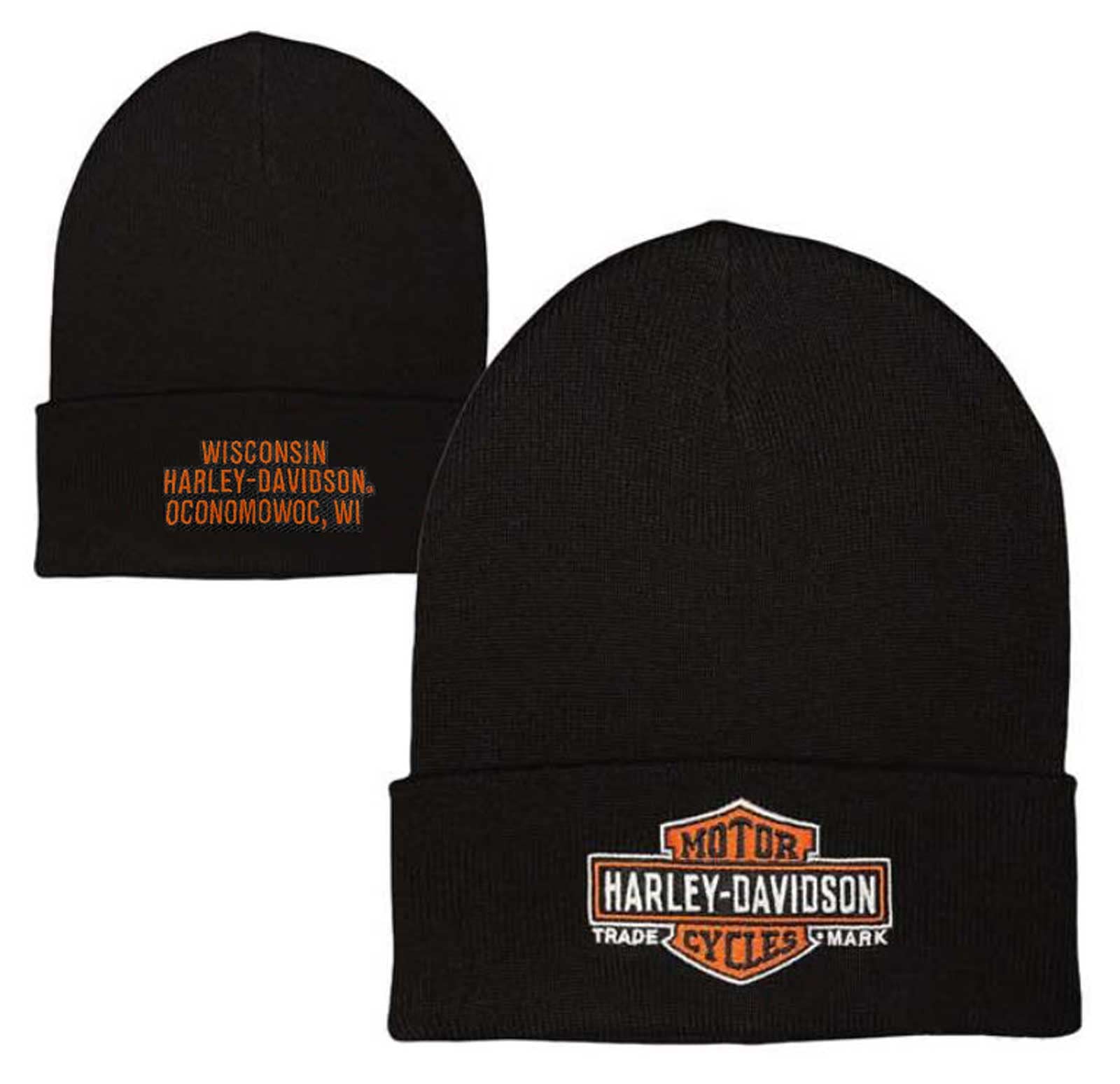 Harley-Davidson Men's Timeless Bar & Shield Logo Embroidered Cuffed Beanie Hat Black