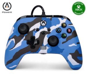 powera enhanced wired controller for xbox series x|s - blue camo, officially licensed for xbox