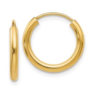 yellow gold endless hoop earrings