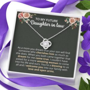 Future Daughter in Law Love Knot Necklace Two Toned Box