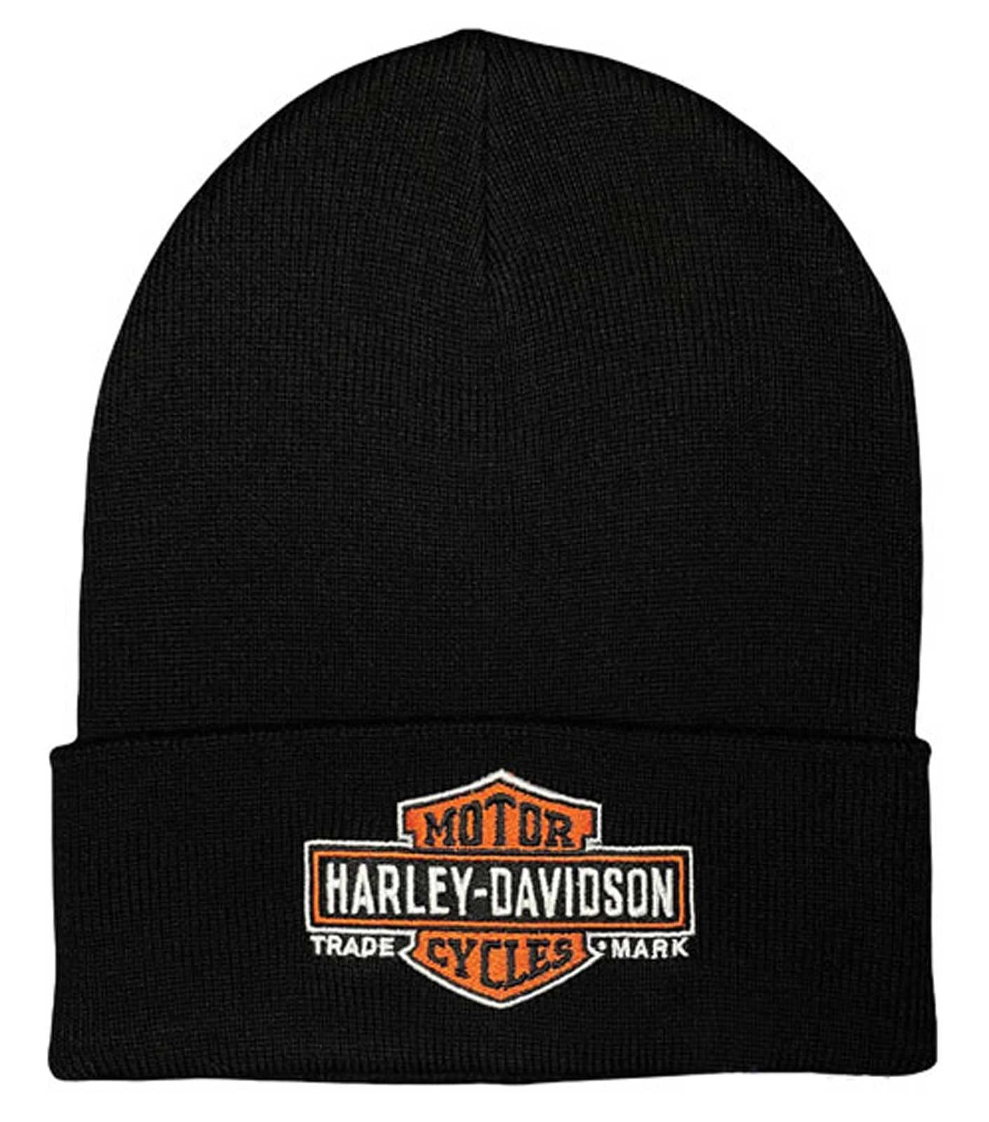 Harley-Davidson Men's Timeless Bar & Shield Logo Embroidered Cuffed Beanie Hat Black