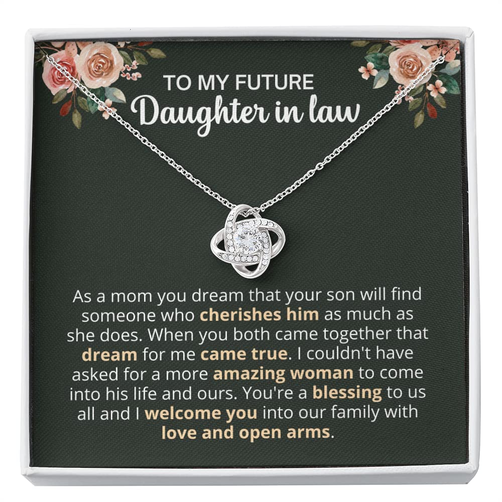 Future Daughter in Law Love Knot Necklace Two Toned Box