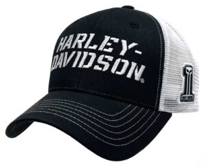 harley-davidson men's dark grit h-d snapback colorblocked mesh trucker hat