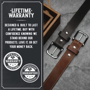 Main Street Forge The Foreman Leather Belt | Made in USA | Full Grain Leather | Mens Belt | Black 46