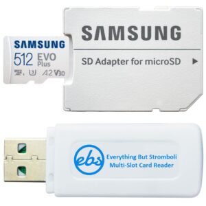 samsung evo plus with sd adapter microsdxc uhs-i card class 10 memory card for nintendo switch, switch lite, oled (mb-mc512ka/apc) bundle with (1) everything but stromboli sd & microsd card reader