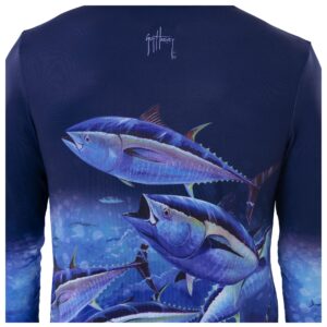 Guy Harvey Men's Frenzy Sun Protection Long Sleeve Shirt, Surf The Web/Frenzy, Large