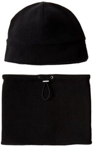 amazon essentials fleece hat and gaiter set, pack of 2, black, one size