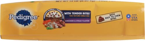 Pedigree with Tender Bites Complete Nutrition Adult Dry Dog Food, Chicken & Steak Flavor, 14 lb. Bag