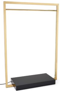 displays2go freestanding garment display rack, recessed led lighting, for retail boutique - gold (smofcgrled)