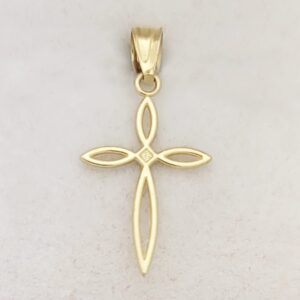 AMZ Jewelry 10k Yellow Gold Small Cross Pendant Gold Cross For Gold Necklace