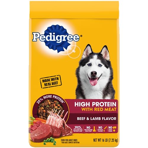 Pedigree High Protein Adult Dry Dog Food Beef and Lamb Flavor Dog Kibble, 16 lb. Bag