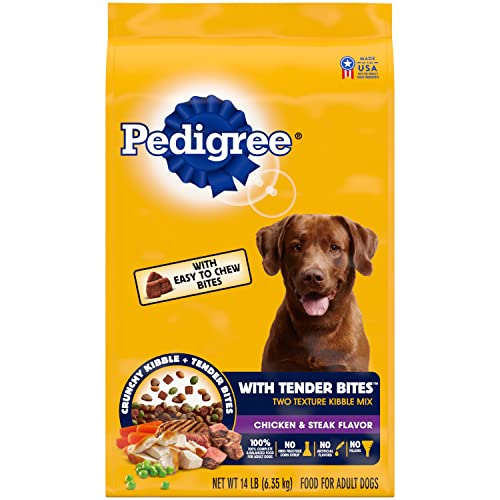 Pedigree with Tender Bites Complete Nutrition Adult Dry Dog Food, Chicken & Steak Flavor, 14 lb. Bag