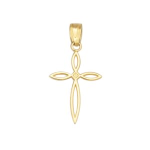 AMZ Jewelry 10k Yellow Gold Small Cross Pendant Gold Cross For Gold Necklace