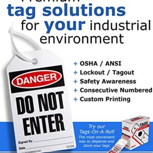 INCOM Manufacturing Lockout Tags On A Roll, Danger Locked Out, Heavy-Duty Polytag Stock, Waterproof and Tear-Resistant, Red/Black On White, 6.25 Inch X 3 Inch X 10 Mil Thickness, 100 pack, RT6027C