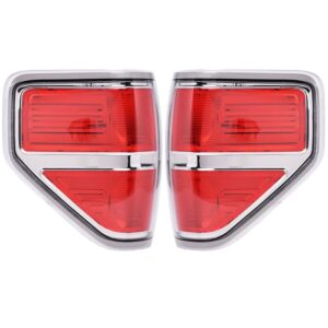 pit66 tail lights,compatible with 2009 2010 2011 2012 2013 2014 ford f150 rear brake lamps assembly left&right chrome trim…