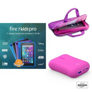 fire 7 kids pro tablet, 7" 16 gb (doodle) + sleeve + power charger