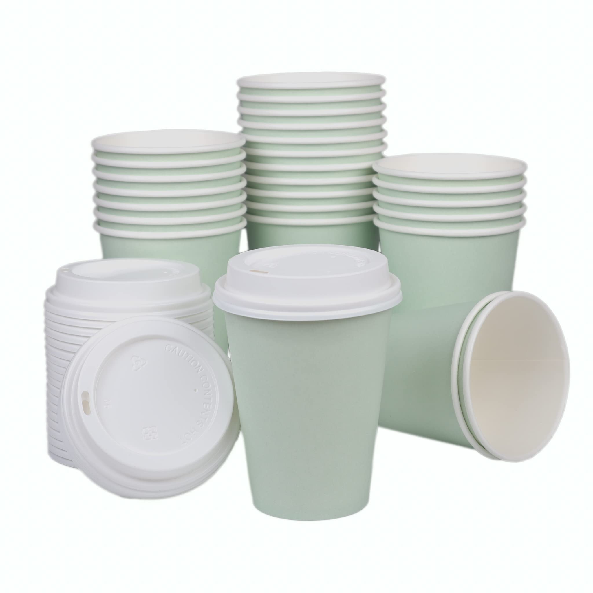 BrewHouse Disposable Coffee Cups with Lids | Luxury Paper Cups | Disposable Cups with Lids | Travel Coffee Cups | To Go Cups | Hot Cups | Paper Coffee Cups with Lids | (12oz - 25 Pack)