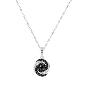 dazzlingrock collection round black diamond twisted & swirl circle pendant for women (0.29 ctw, color black, clarity opaque), 925 sterling silver