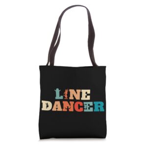 retro line dancing - country dance vintage line dancer tote bag