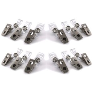 12 metal badge id clips with clear pvc straps for id badge card holder adapter