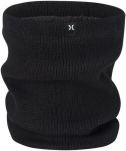 hurley men's neck gaiter - multipurpose winter neck gaiter face mask with sherpa lining, size one size, solid black