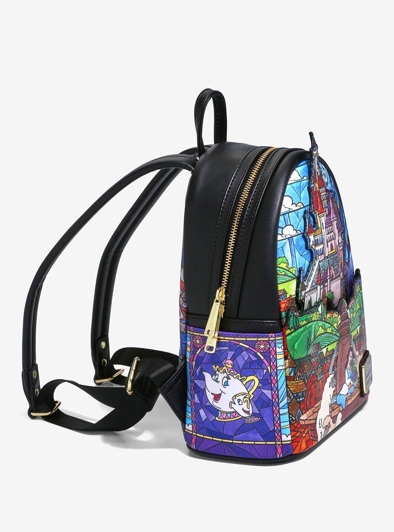 Loungefly Disney Beauty and The Beast Stained Glass Castle Mini Backpack