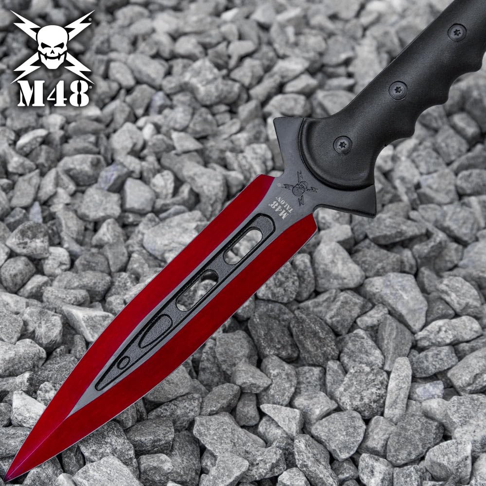 M48 Kommando Red Talon Survival Spear | Practical Tool for Survival | 8” Cast Stainless Steel Blade | Red Haze Finish | Fiberglass Reinforced Handle | Vortec Blade Sheath | 44 1/8” Overall