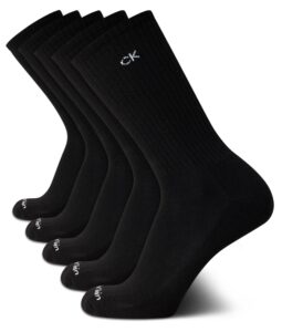 calvin klein men's athletic socks - cushion crew socks (5 pack), size 7-12, black