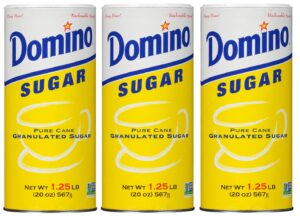 domino white granulated pure cane sugar, 20 oz canister (pack of 3)