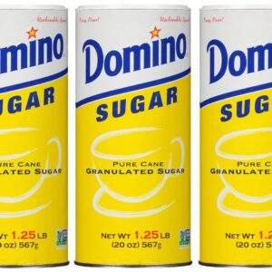 Domino White Granulated Pure Cane Sugar, 20 Oz Canister (Pack of 3)