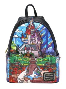 loungefly disney beauty and the beast stained glass castle mini backpack