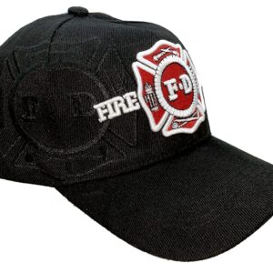 Black Duck Brand Embroidered Fire Department Baseball Hat/Cap (Black) One Size