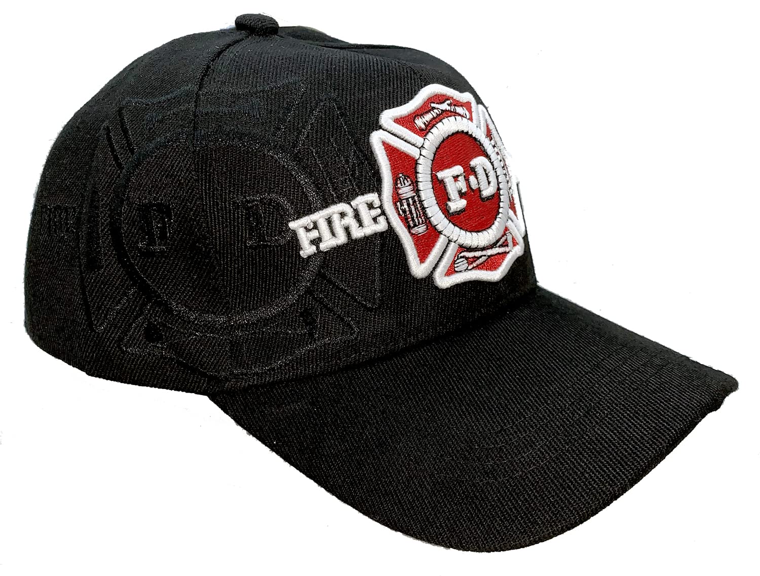 Black Duck Brand Embroidered Fire Department Baseball Hat/Cap (Black) One Size