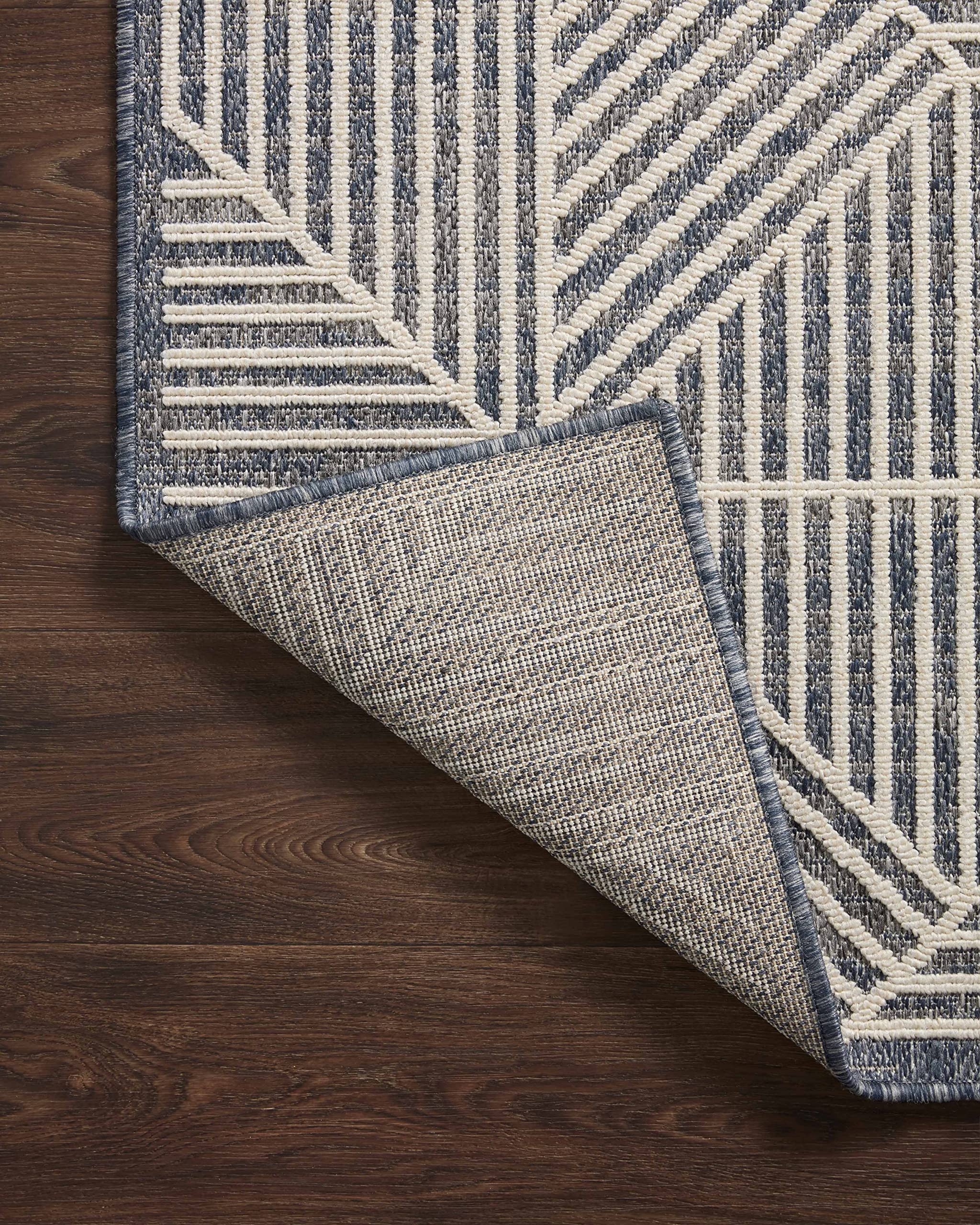 Loloi II Rainier Collection RAI-03 Denim/Ivory 5'-3" x 7'-7" Area Rug