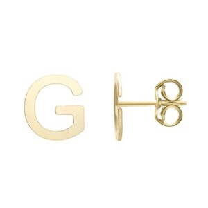 the diamond deal 14k solid yellow gold small stud earrings w/pushbacks, initial g (" and yellow-gold)