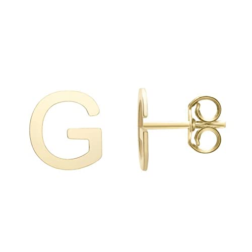 The Diamond Deal 14k Solid Yellow Gold Small Stud Earrings w/Pushbacks, Initial G (" And yellow-gold)