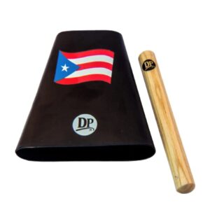 DP Music Puerto Rico Flag 7 Inch Metal Cow Bell Noise Maker with Beater - Cowbell for Sporting, Football Games, Events - Percussion Musical Instrument