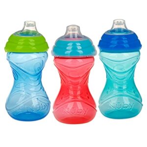 nuby clik-it soft spout no-spill easy grip sippy cup for boys - (3-pack) 10 oz - 6+ months