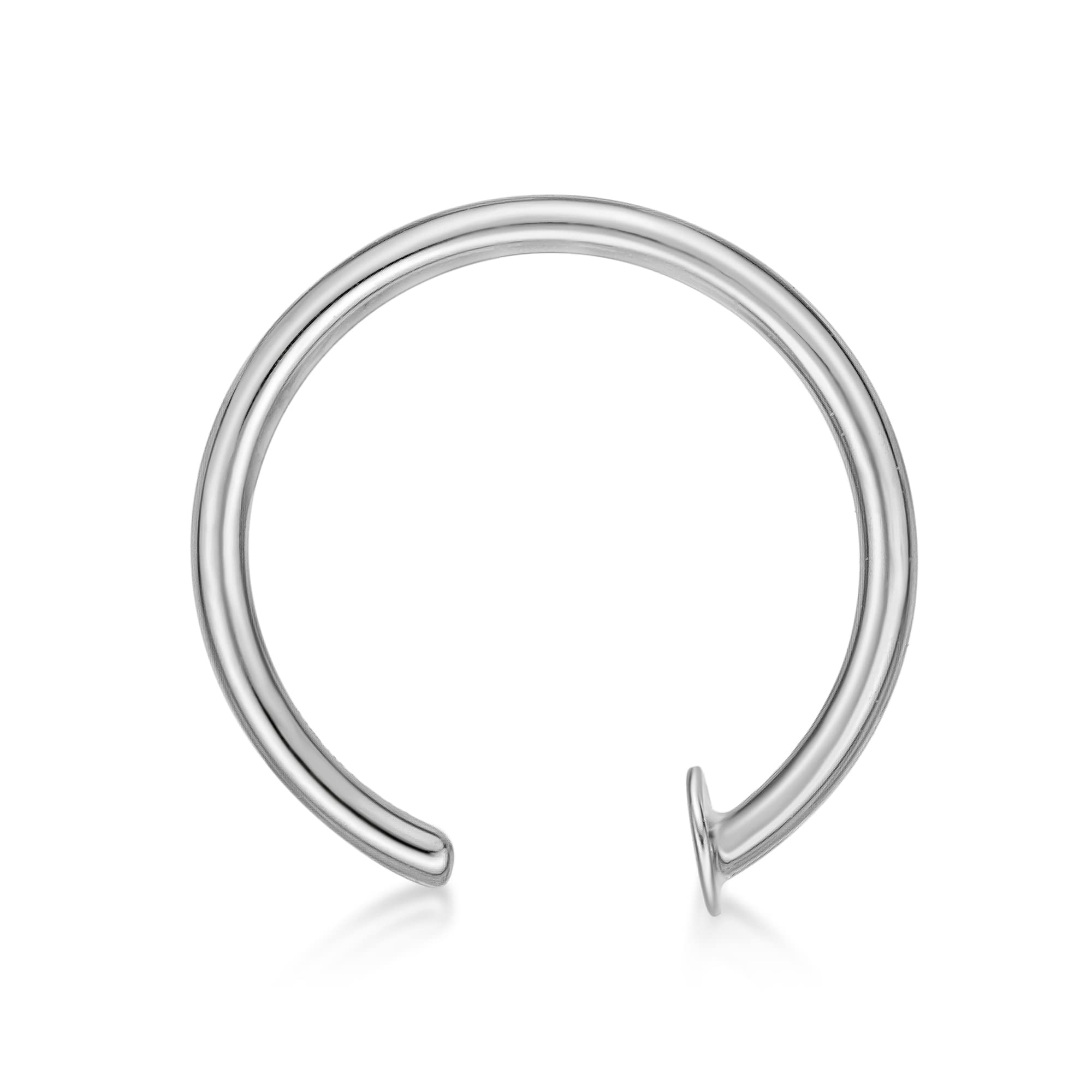 Lavari Jewelers 20 Gauge Open Hoop Nose Ring for Women - 14k White Gold Nose Stud - 10 mm Open Hoop - Unisex Stud Hypoallergenic Nostril Piercing Jewelry - 20G Body Piercing for Men