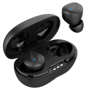 wireless v5.1 bluetooth earbuds compatible with lg g3 beat with extended charging bank case for in ear headphones. (v5.1 black)