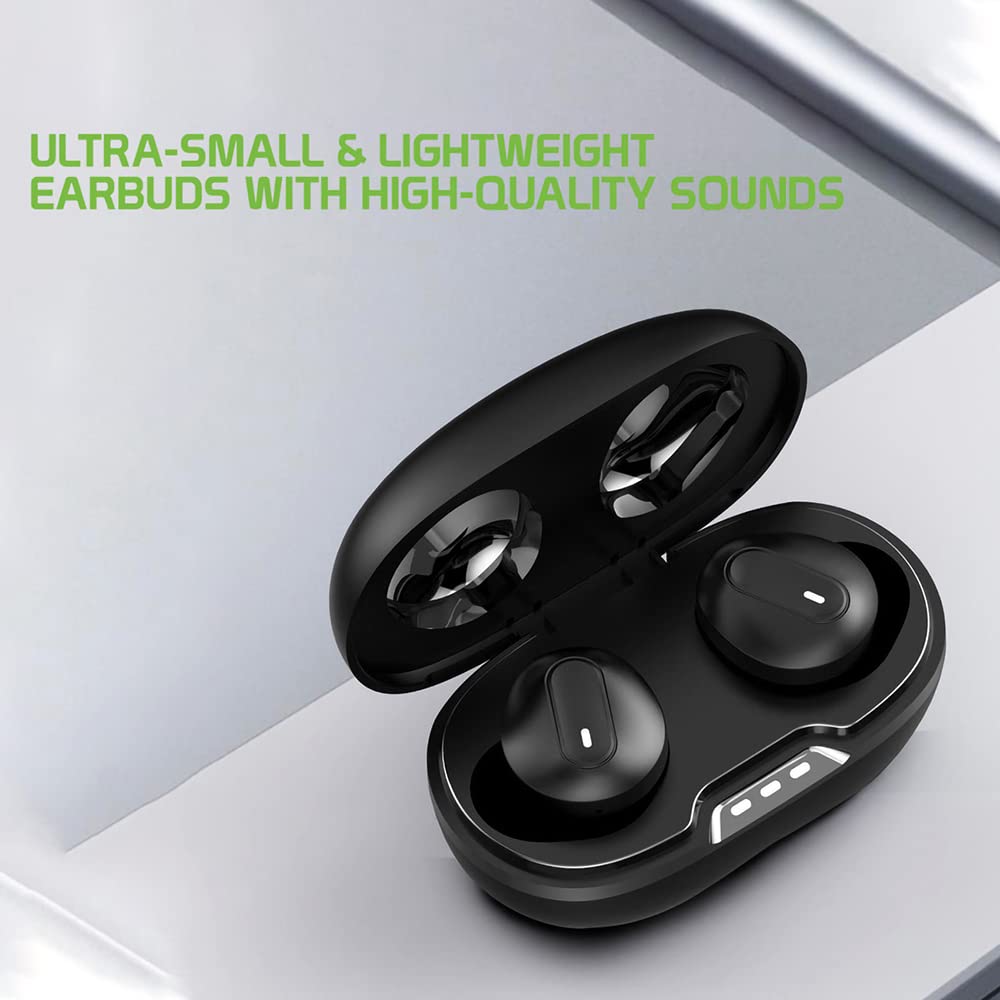 Works for Iris X1 Beats Wireless V5.1 Bluetooth Earbuds Compatible with Lava Iris X1 Beats with Extended Charging Bank case for in Ear Headphones. (V5.1 Black)